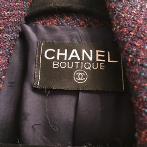 CHANEL | Jackets & Coats | Authentic Chanel Purple Knit Buttoned Blazer ...